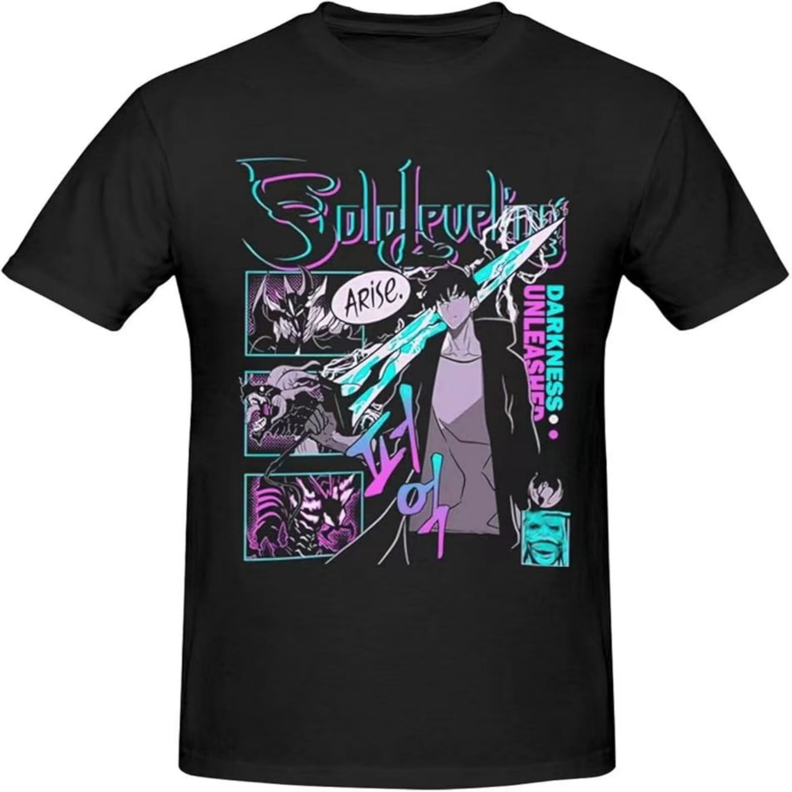 Solo Leveling Shirt Sung Jinwoo Graphic T-Shirt Anime Unisex Tee Cotton ...
