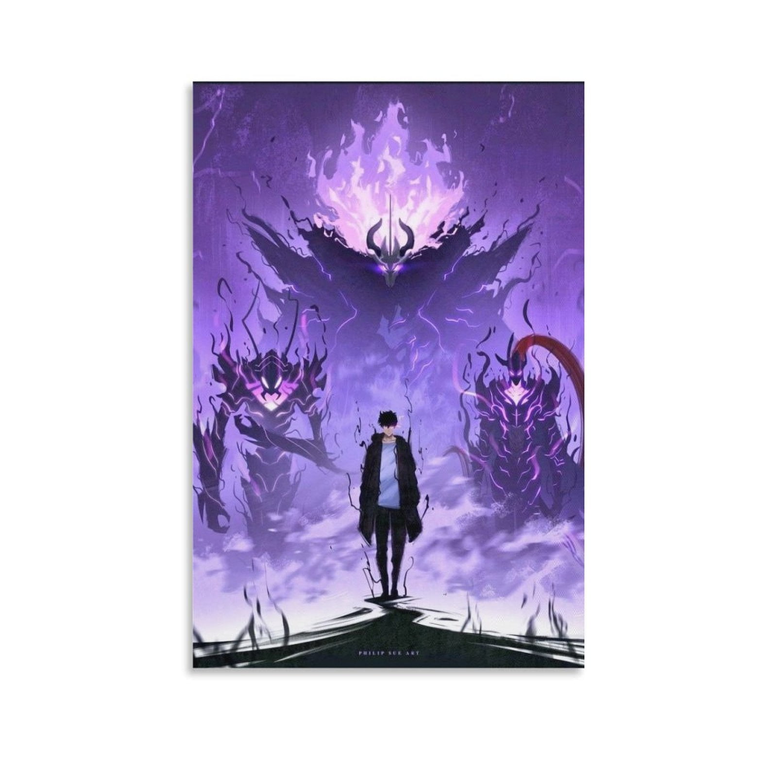 Solo Leveling Sung Jin Woo Anime Poster (19) Canvas Wall Art Poster ...