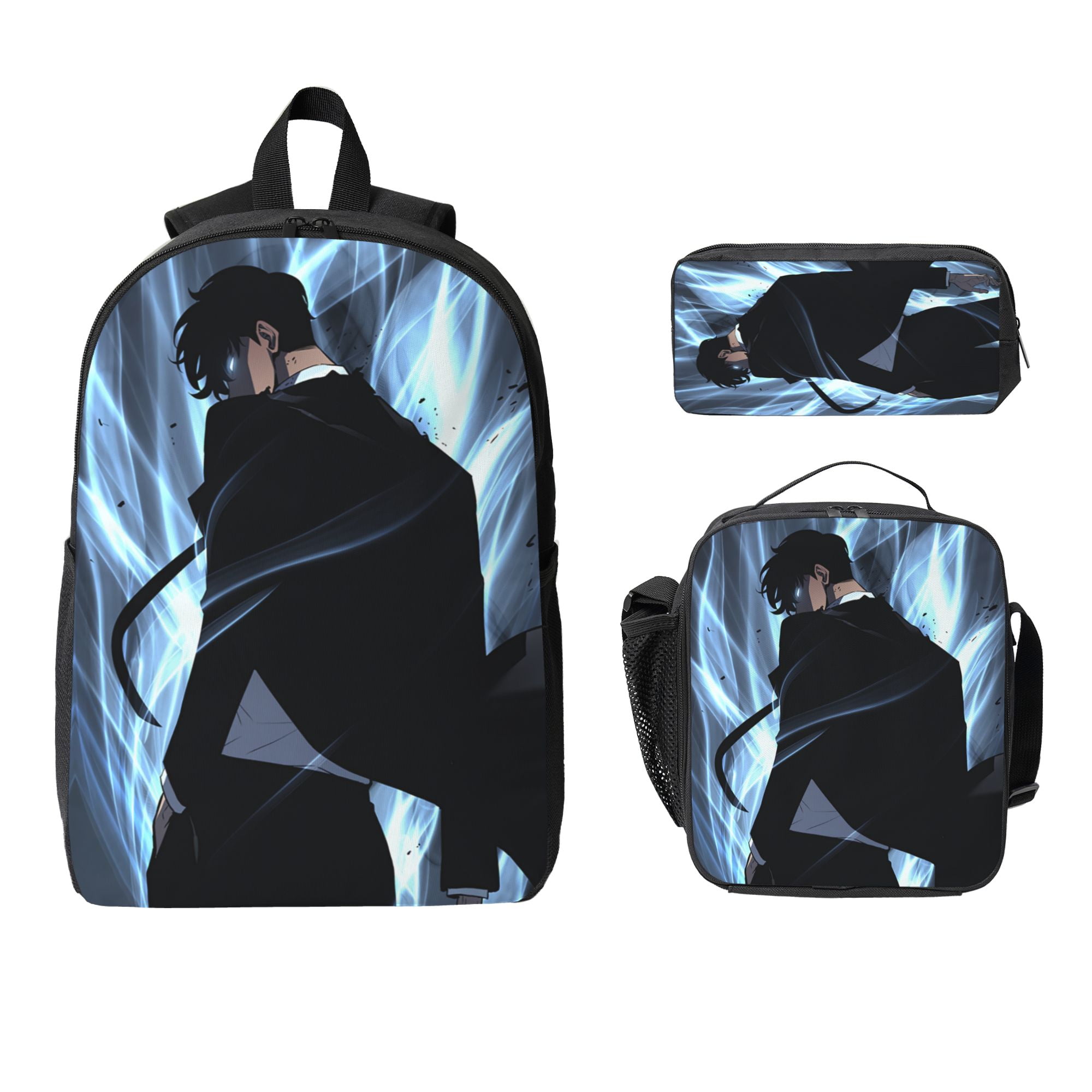 Solo Leveling Sung Jinwoo 3 Piece Backpack Set with Lunch Bag Pencil ...