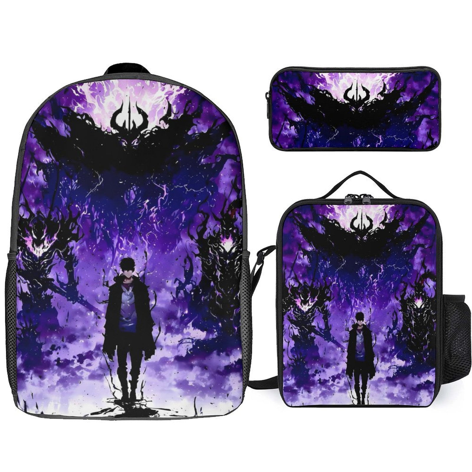 Solo Leveling Sung Jinwoo 3 Piece Backpack Set with Lunch Bag Pencil ...