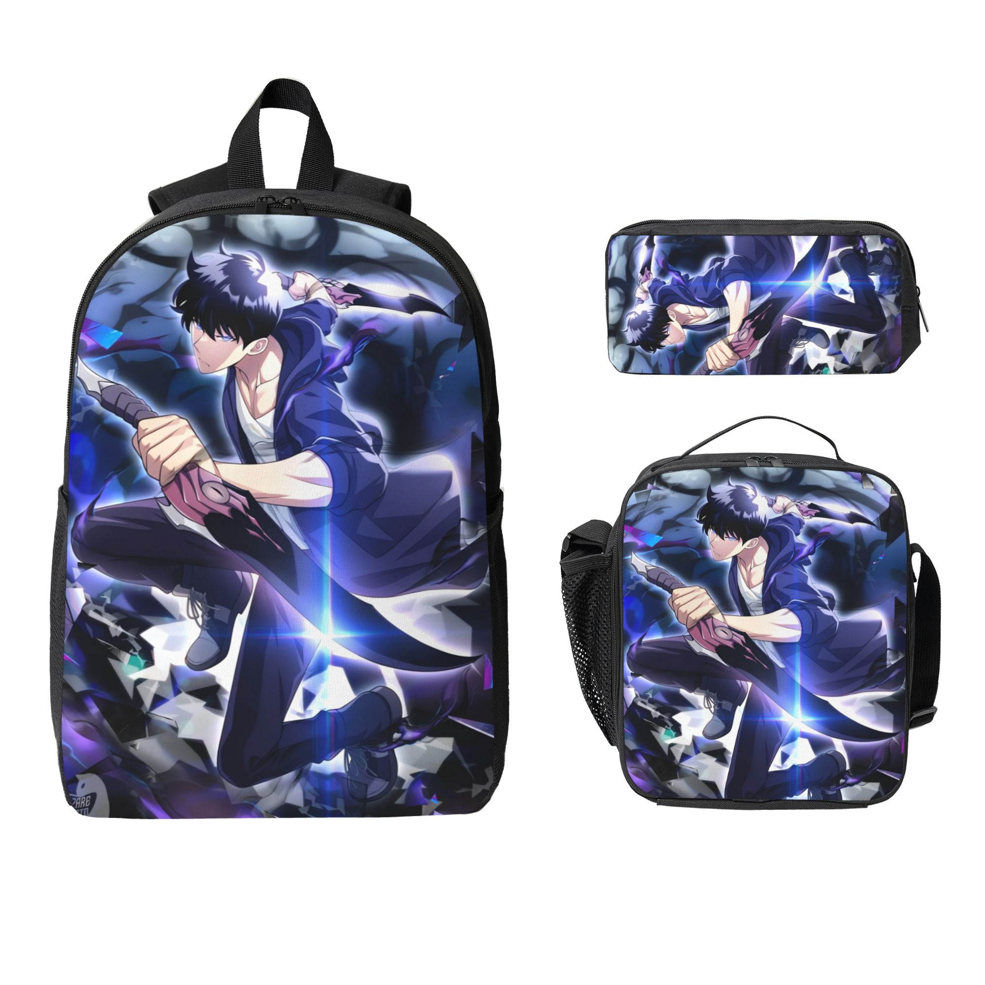 Solo Leveling Sung Jinwoo 3 Piece Backpack Set with Lunch Bag Pencil ...