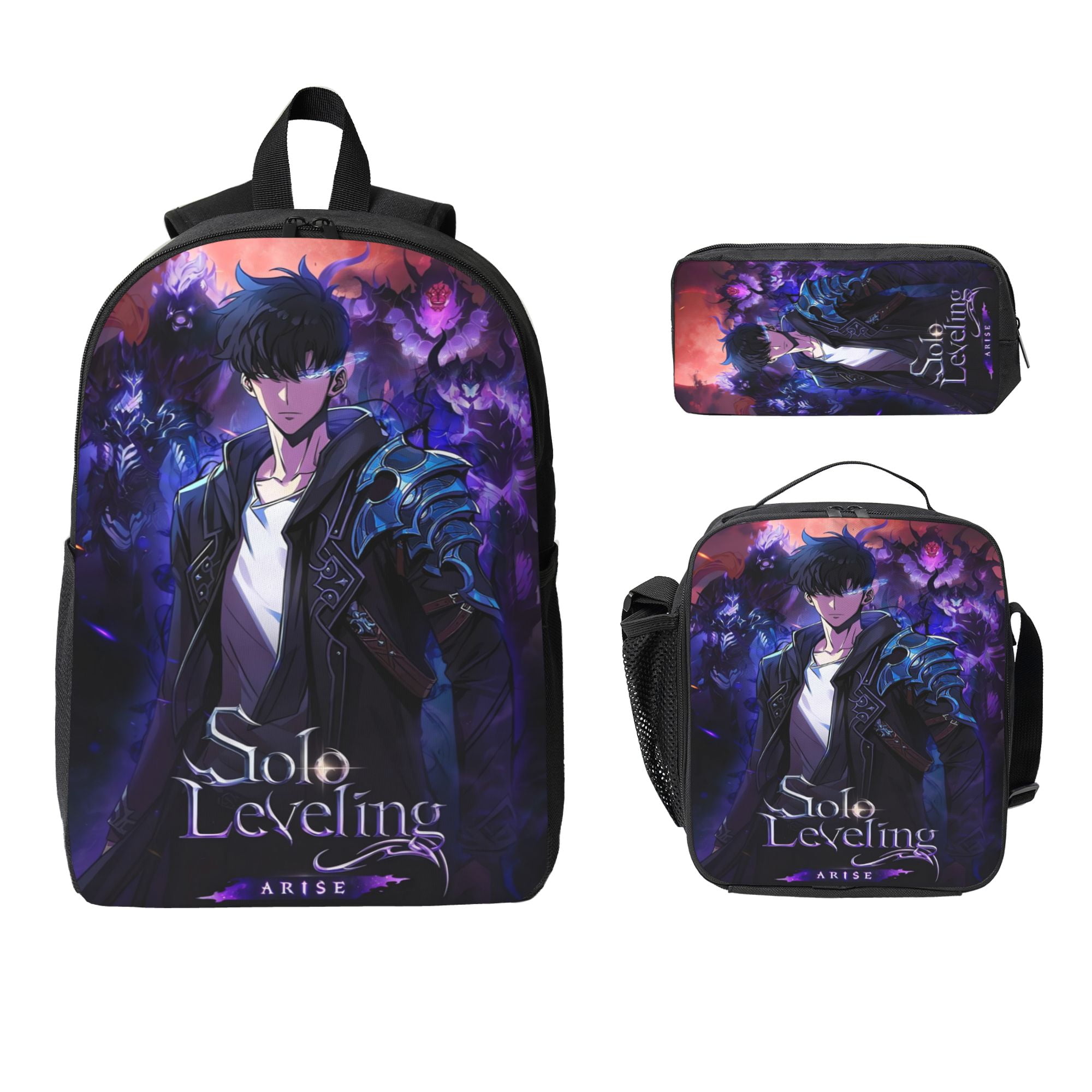 Solo Leveling Sung Jinwoo 3 Piece Backpack Set with Lunch Bag Pencil ...