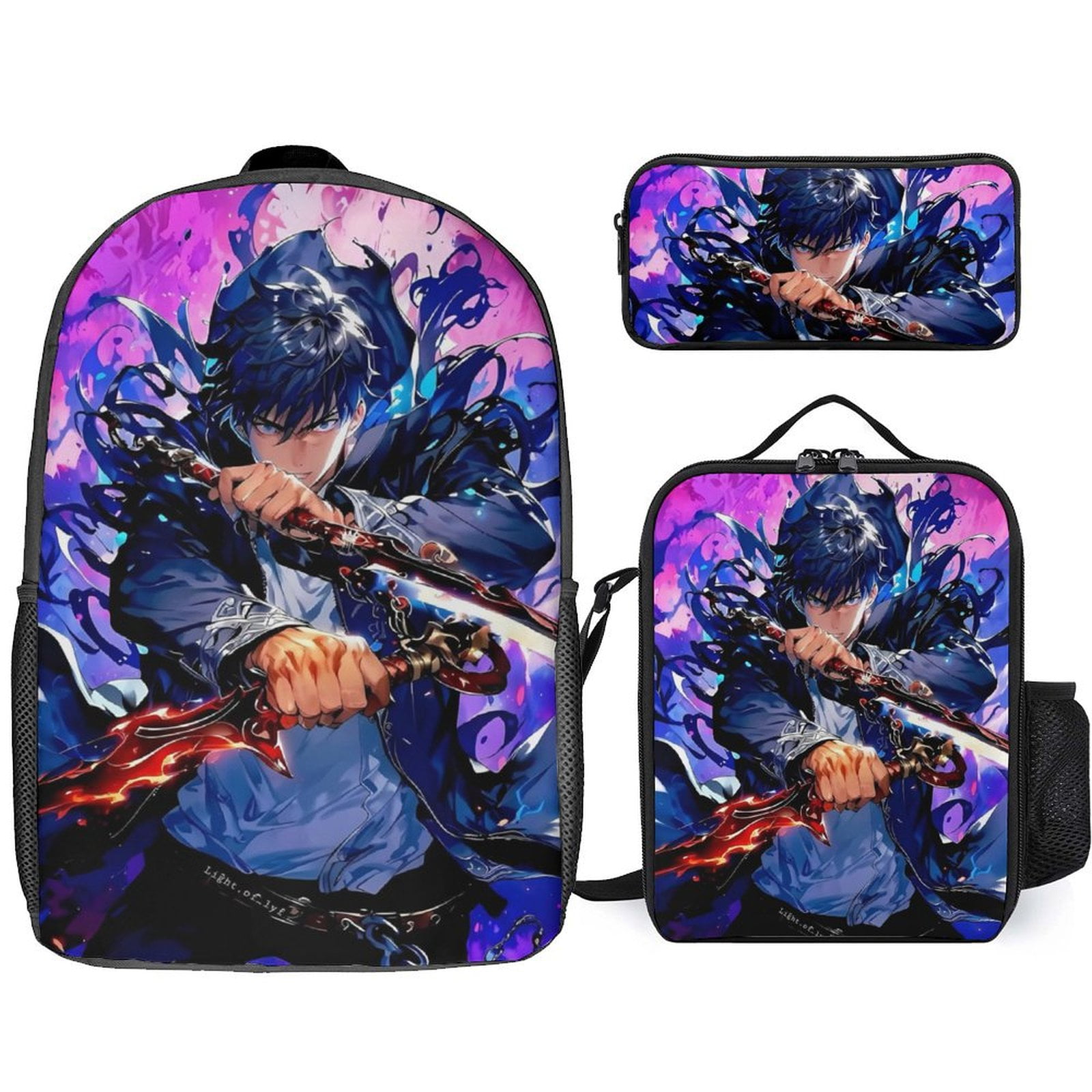 Solo Leveling Sung Jinwoo 3 Piece Backpack Set with Lunch Bag Pencil ...
