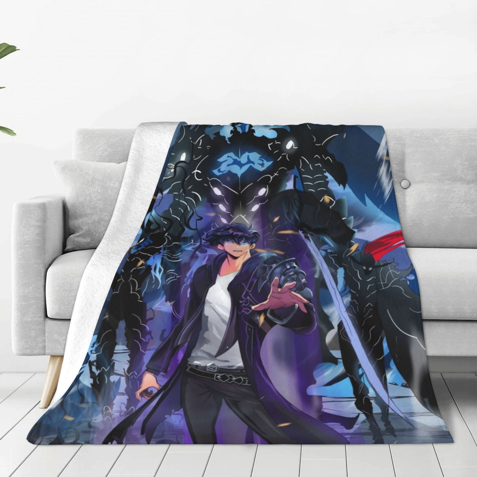 Solo Leveling Sung Jinwoo Throw Blanket Couch Bed Sofa Soft Lightweight ...