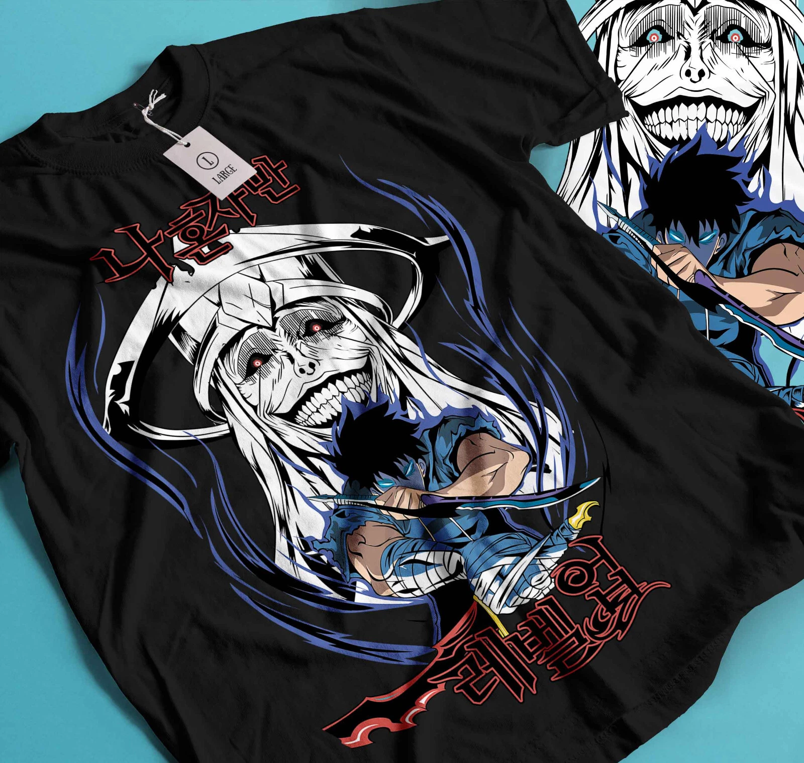 Solo Leveling T-Shirt Sung Jinwoo New Anime Manga Black Shirt Tee All ...