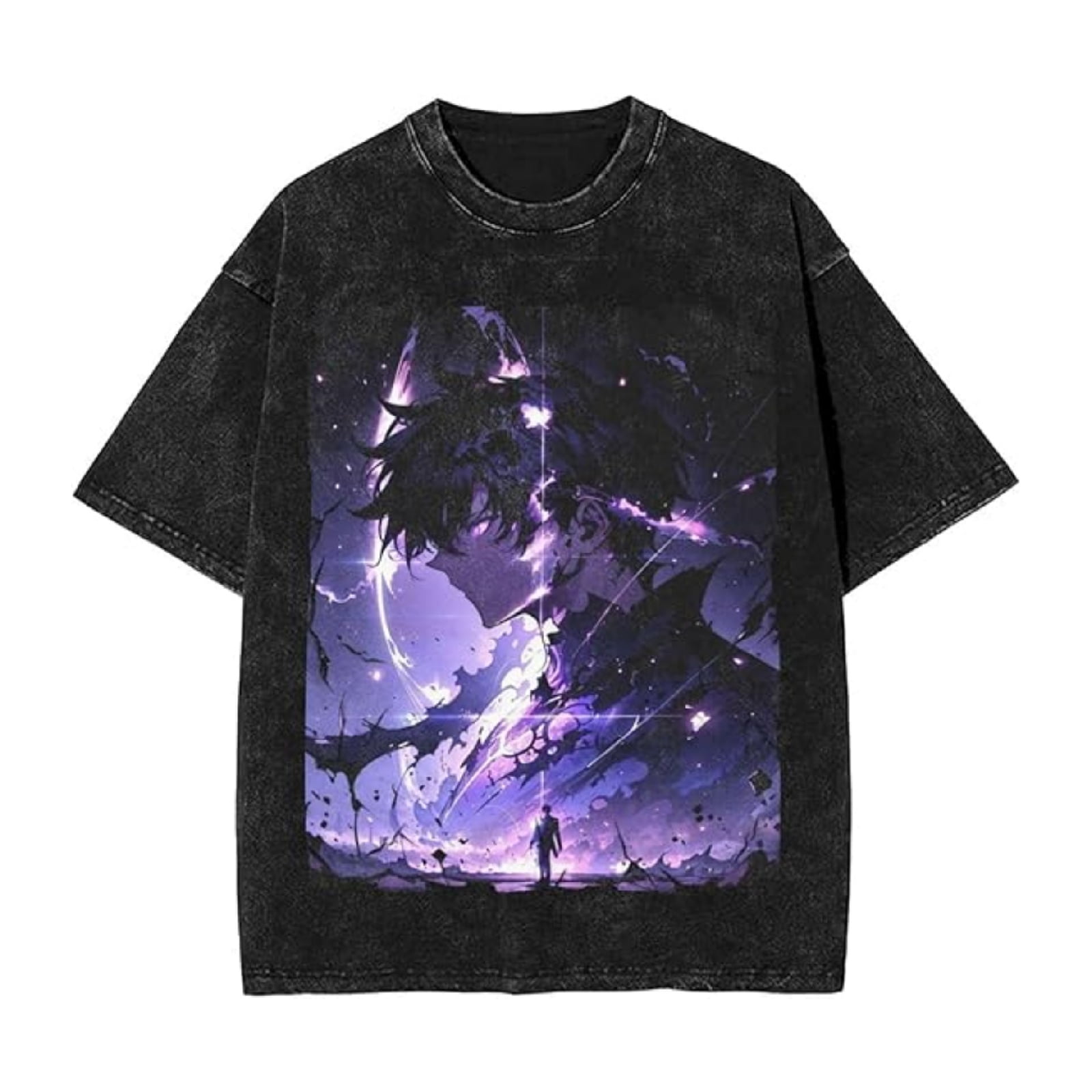 Solo Leveling T-shirt Anime Jin Woo Sung Graphic Washed Streetwear ...