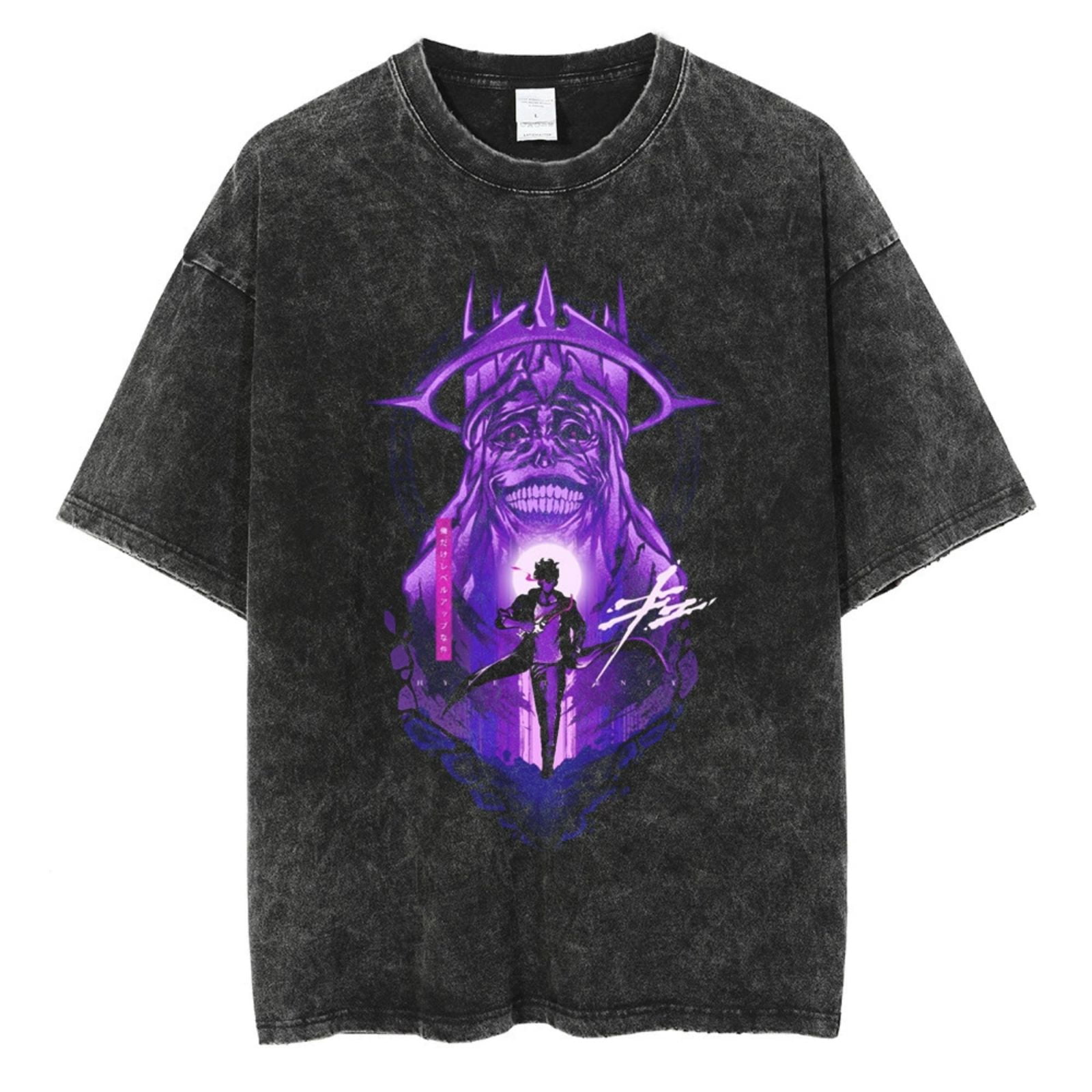 Solo Leveling T-shirt Men Anime Sung Jin Woo T Shirt Cotton Tshirt ...
