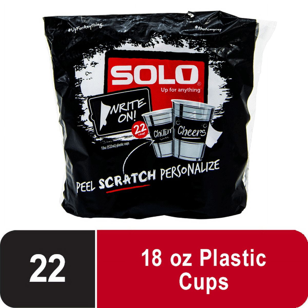 Solo 'Write on' Disposable Plastic Cups, Printed, 18oz, 22 Count ...