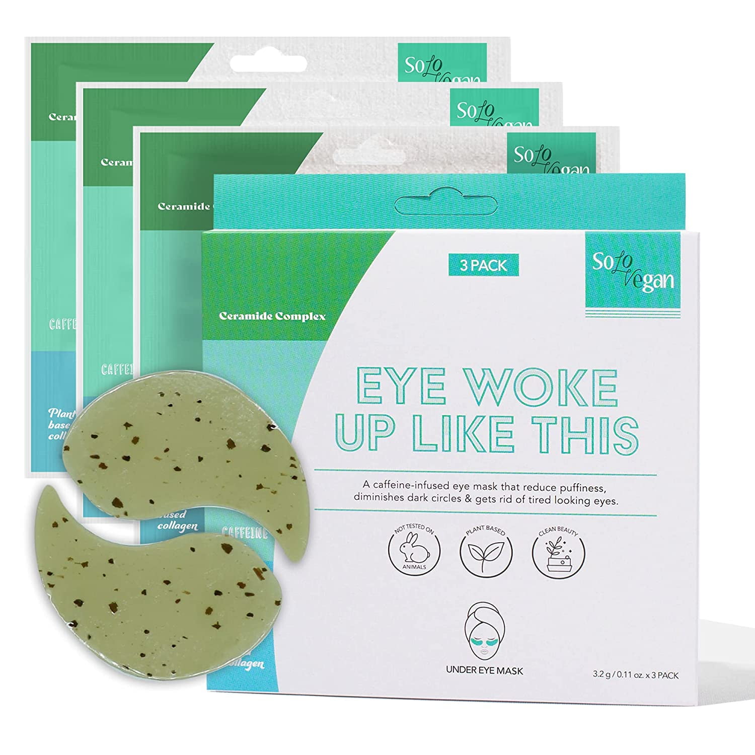 SoloVegan 3 Pack Under Eye Masks, Eye Woke Lip Like This - Reduce ...