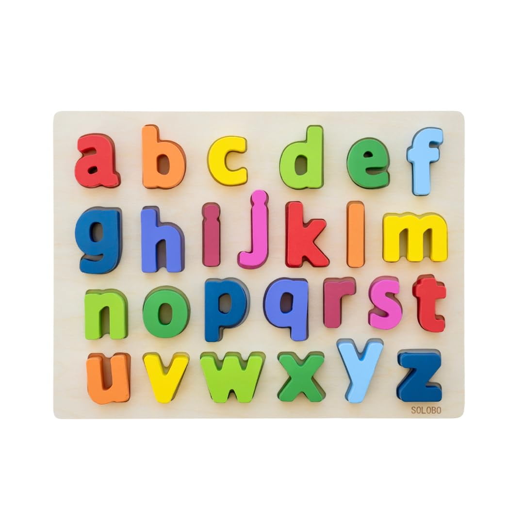 Solobo Lowercase Wooden Alphabet STF9 Puzzle for Preschool Toys - ABC ...
