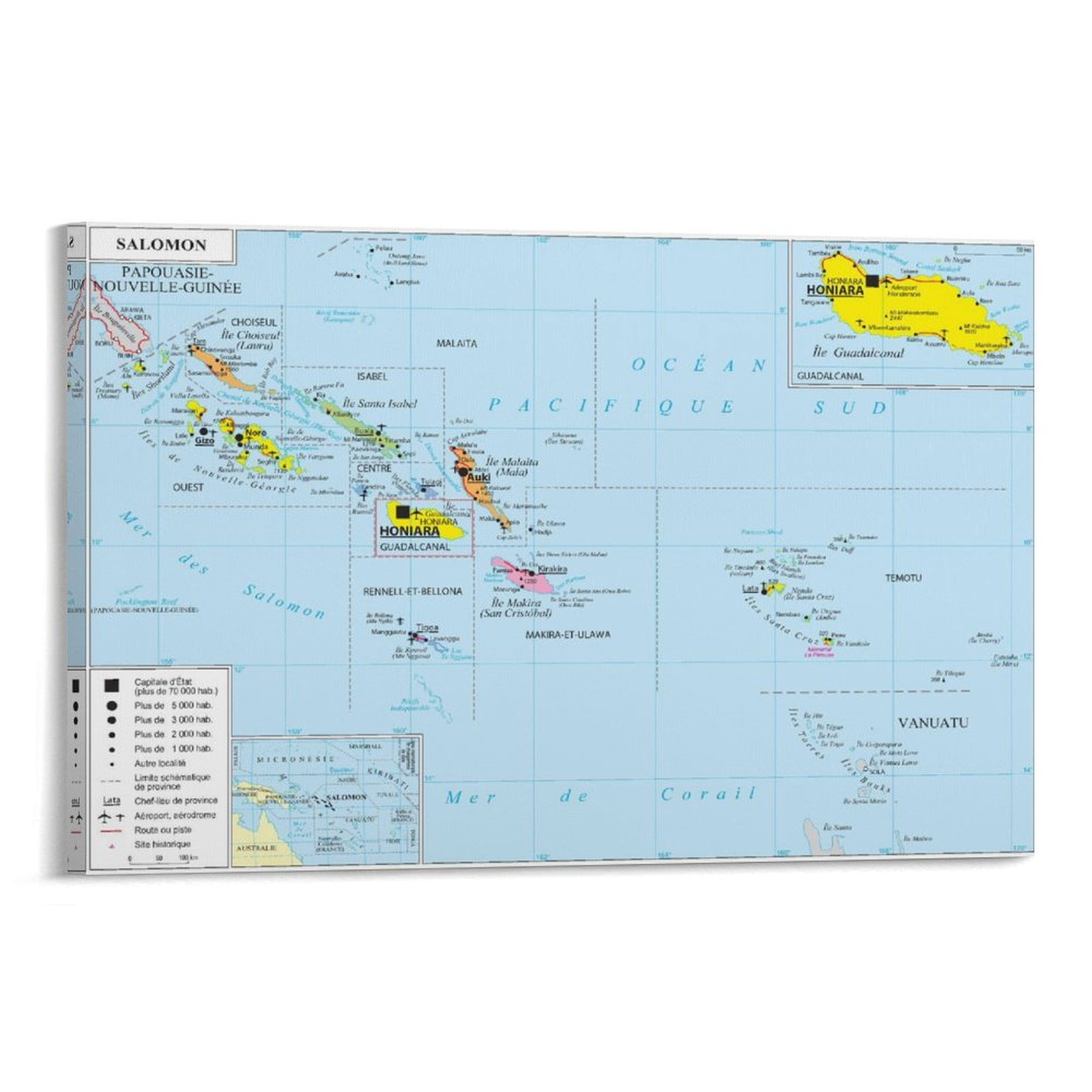 Solomon-Islands Map Posters Posters Wall Art Painting Canvas Gift ...