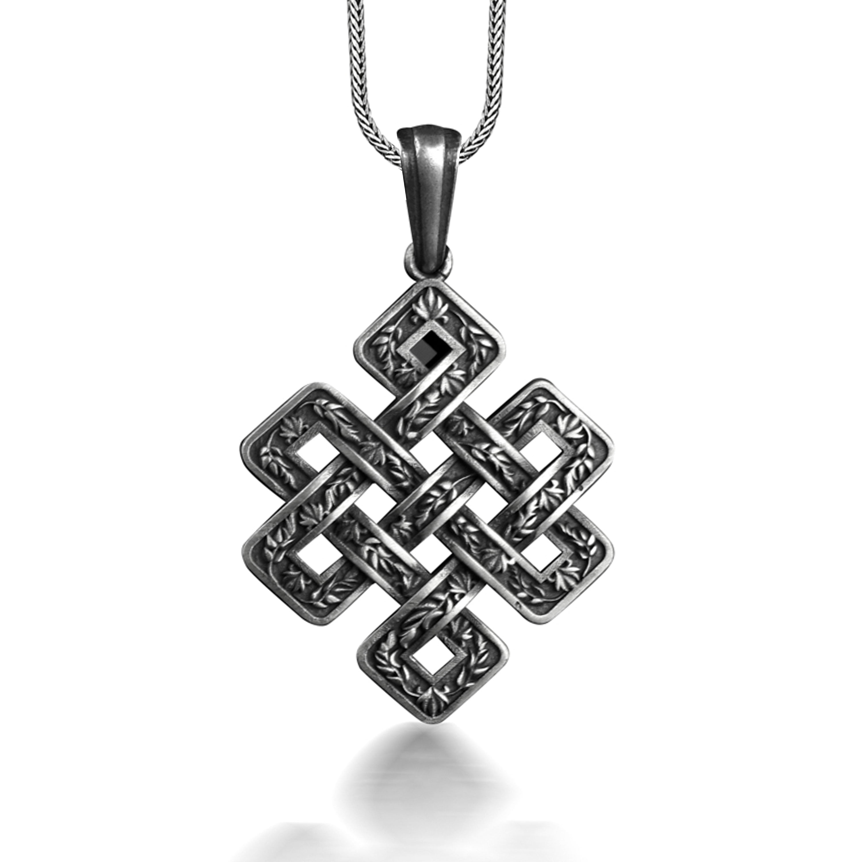 Solomons knot ancient silver necklace for men, Celtic knot pendant for ...