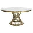 Solstice 60" Round Dining Table with Genuine Marble Top and Polished Gold Spiral Spoked Base by ...