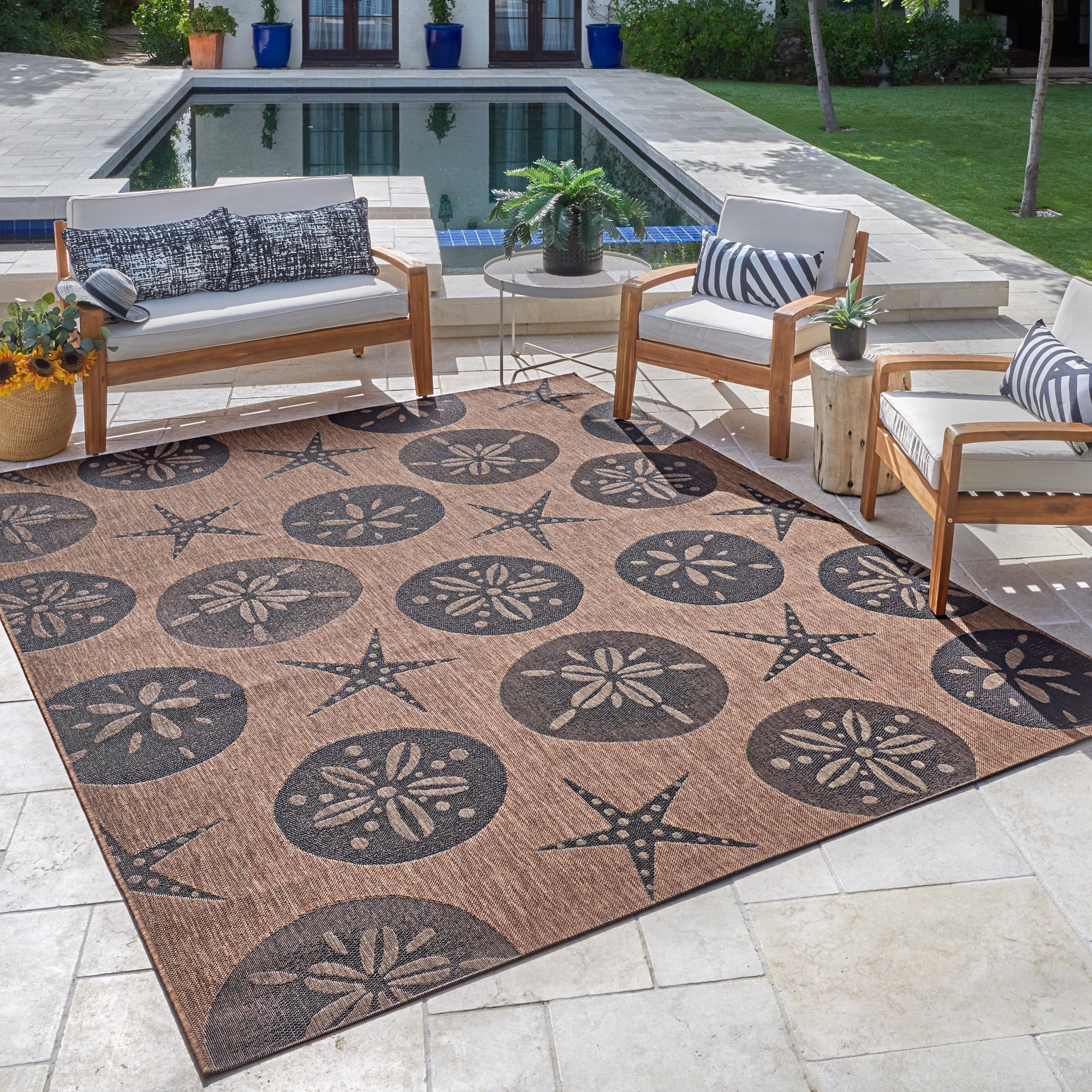 Solterra Solina Indoor/ Outdoor Polypropylene Havana Flat Weave Area ...