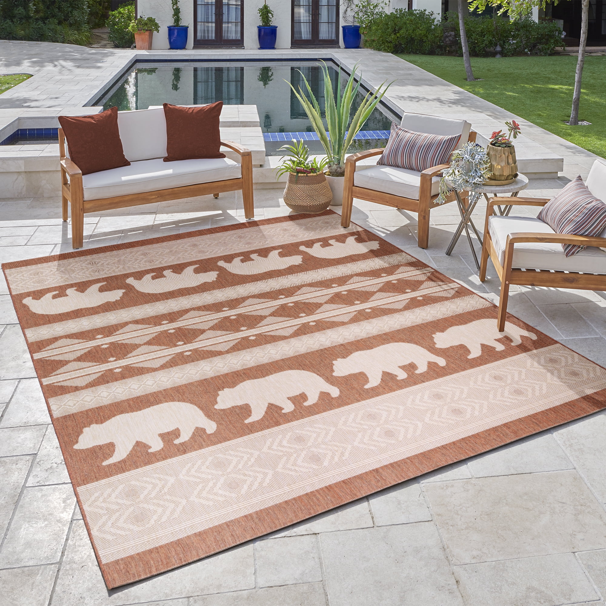 Solterra Timberline Indoor/ Outdoor Polypropylene Terra Flat Weave Area ...