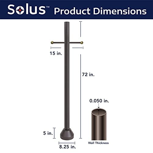 Solus 6-STV-WH 6' White Surface Mount Aluminum Lamp Post with Cross Arm ...
