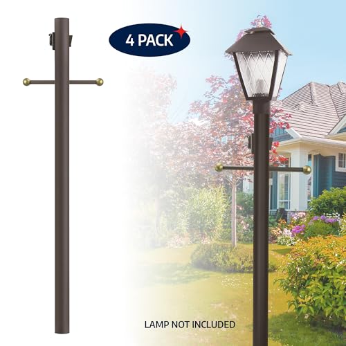 Solus SP7-C320-BZ-4PK 7' Outdoor Lamp Post, Traditional In Ground Light ...
