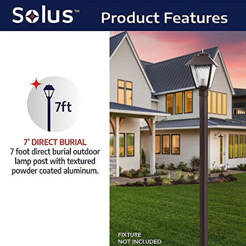 Solus SP7-NCA-BZ 7' Outdoor Direct Burial Aluminum Lamp Post, Fits Most ...