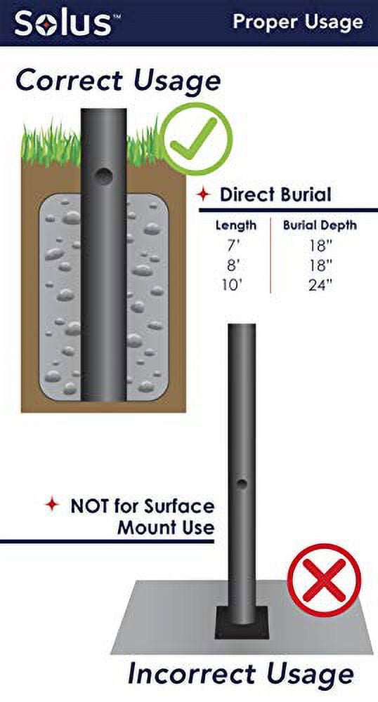Solus SP7-NCA-BZ 7' Outdoor Direct Burial Aluminum Lamp Post, Fits Most ...