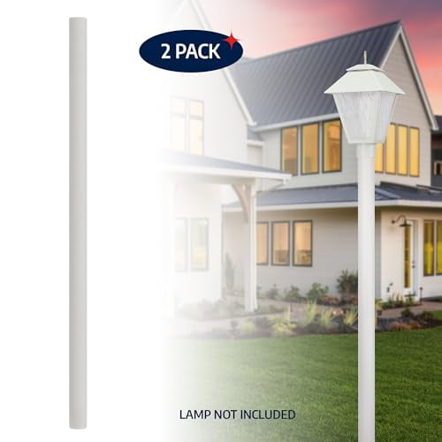 Solus SP7-NCA-WH-2PK 7' Outdoor Direct Burial Aluminum Lamp Post, Fits ...