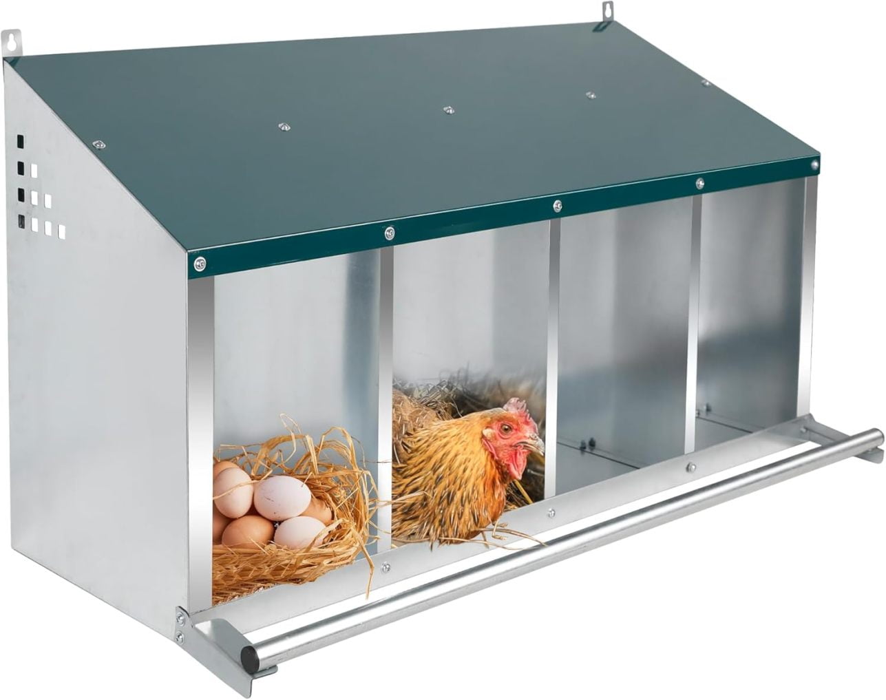 Solution4Patio 4-Compartment Heavy-Duty Chicken Nesting Box, Galvanized ...