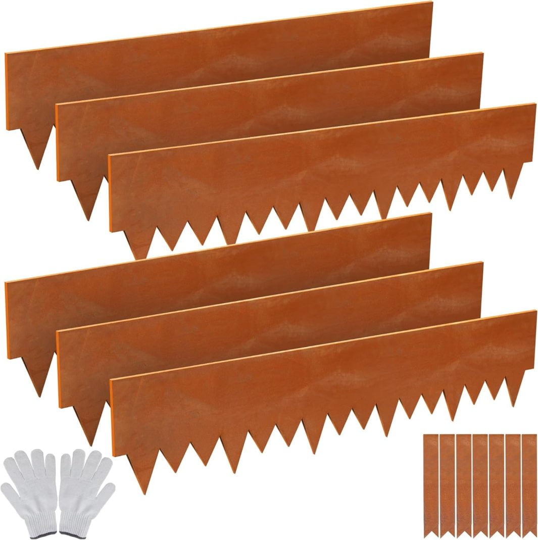 Solution4Patio 6-Pack Corten Steel Garden Landscape Edging with 7X ...