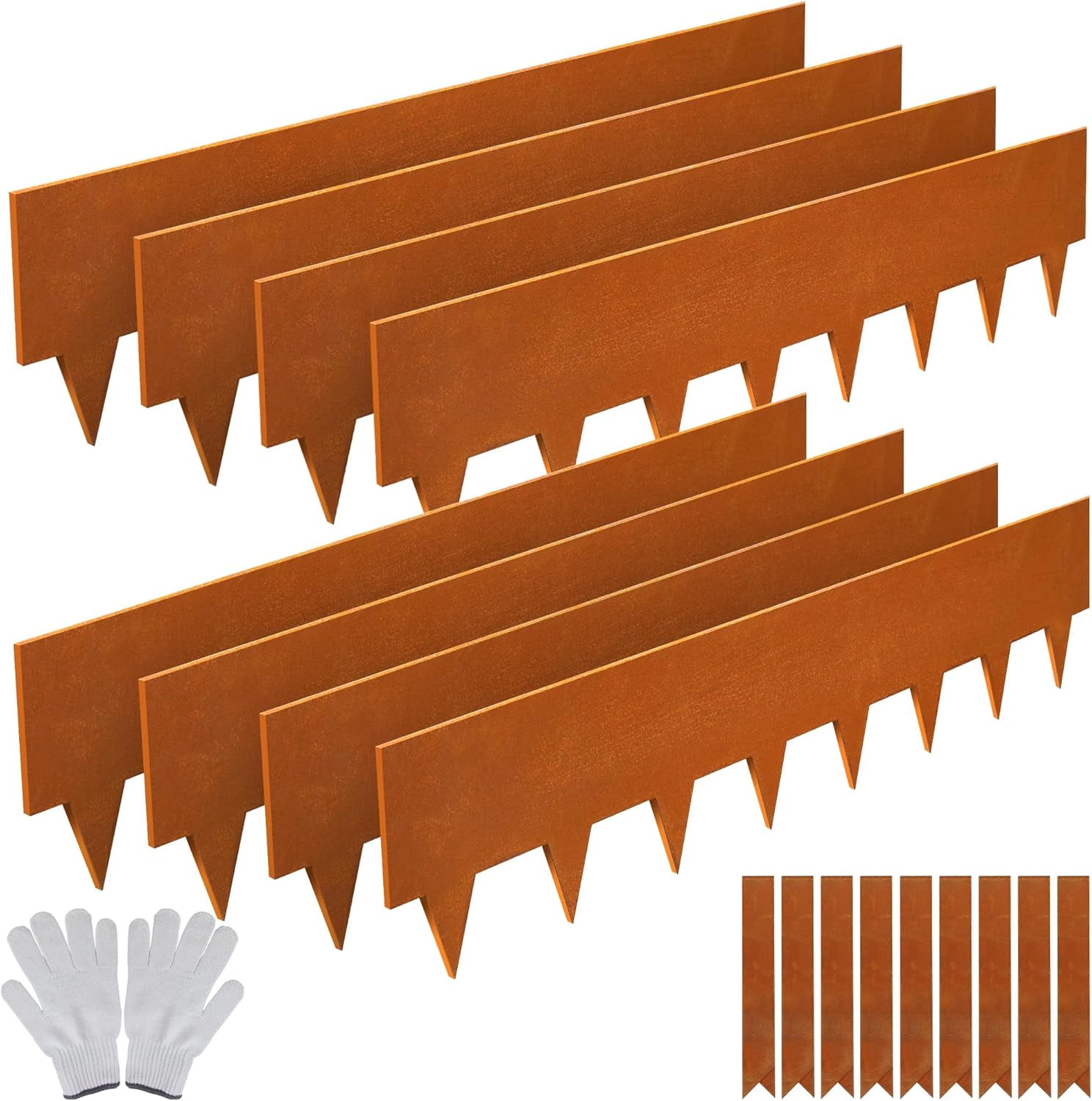 Solution4Patio 8-Pack Corten Steel Garden Landscape Edging with 9X ...