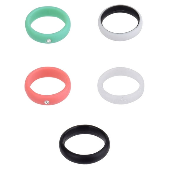 Solutions Adult Female 5 Piece Silicone Multi Ring Set with Stone ...
