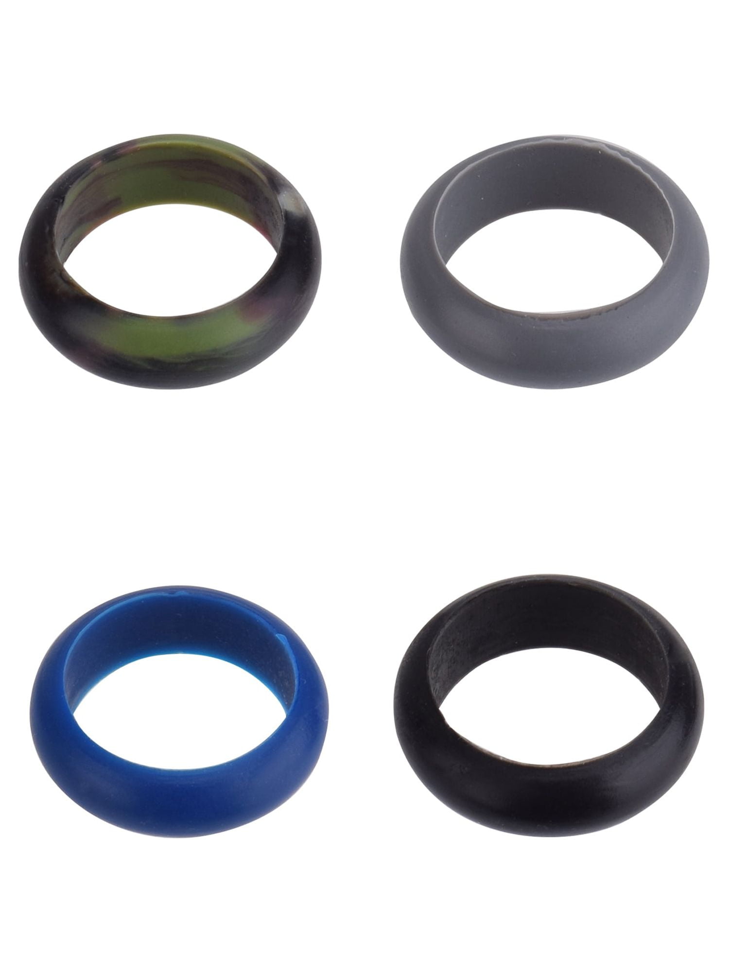 Solutions Men's Everyday 4 Piece Multi-Colored Silicone Ring Set, Size ...