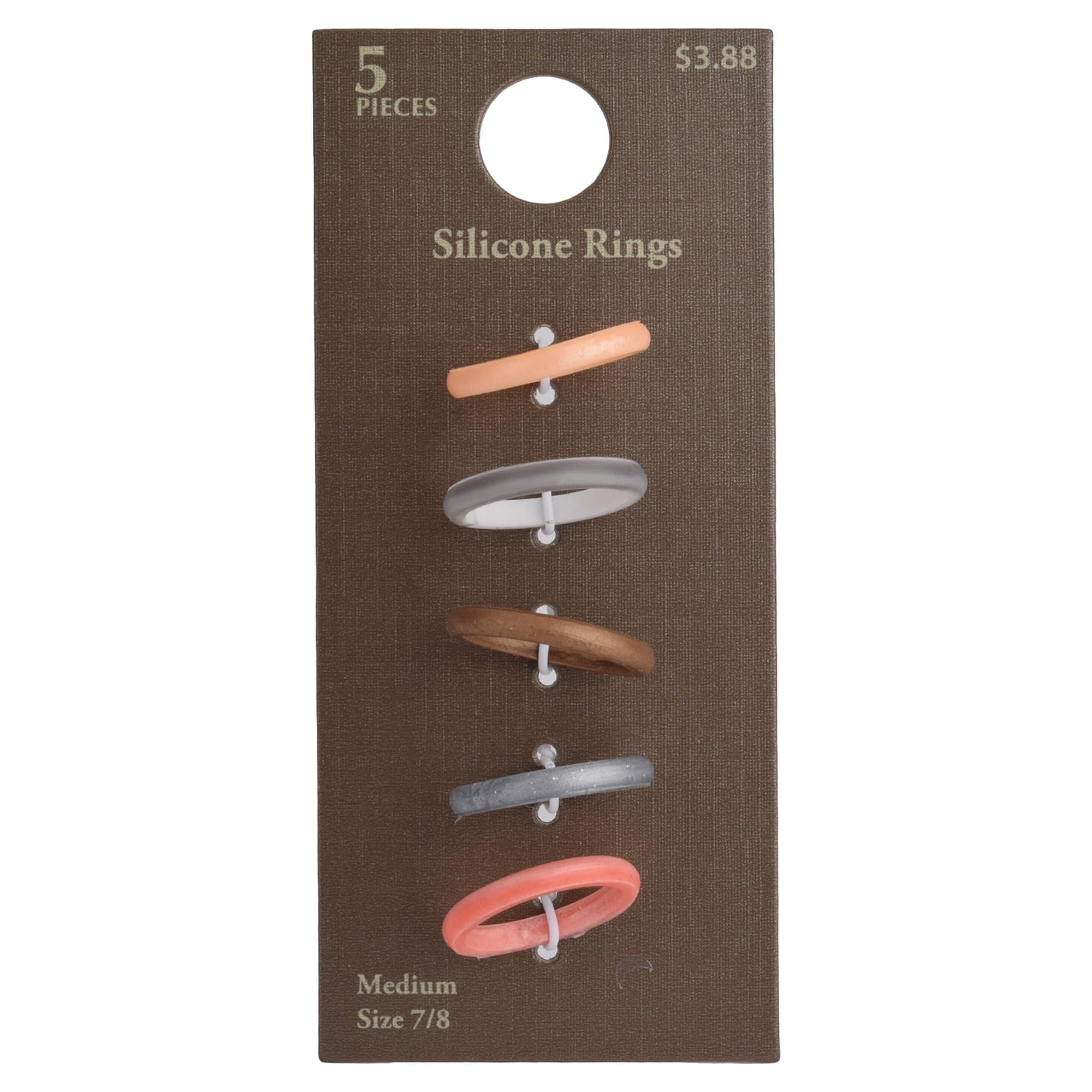 Solutions Silicone Ring in various clors, Size 7 and 8, (Set of 5 Rings ...