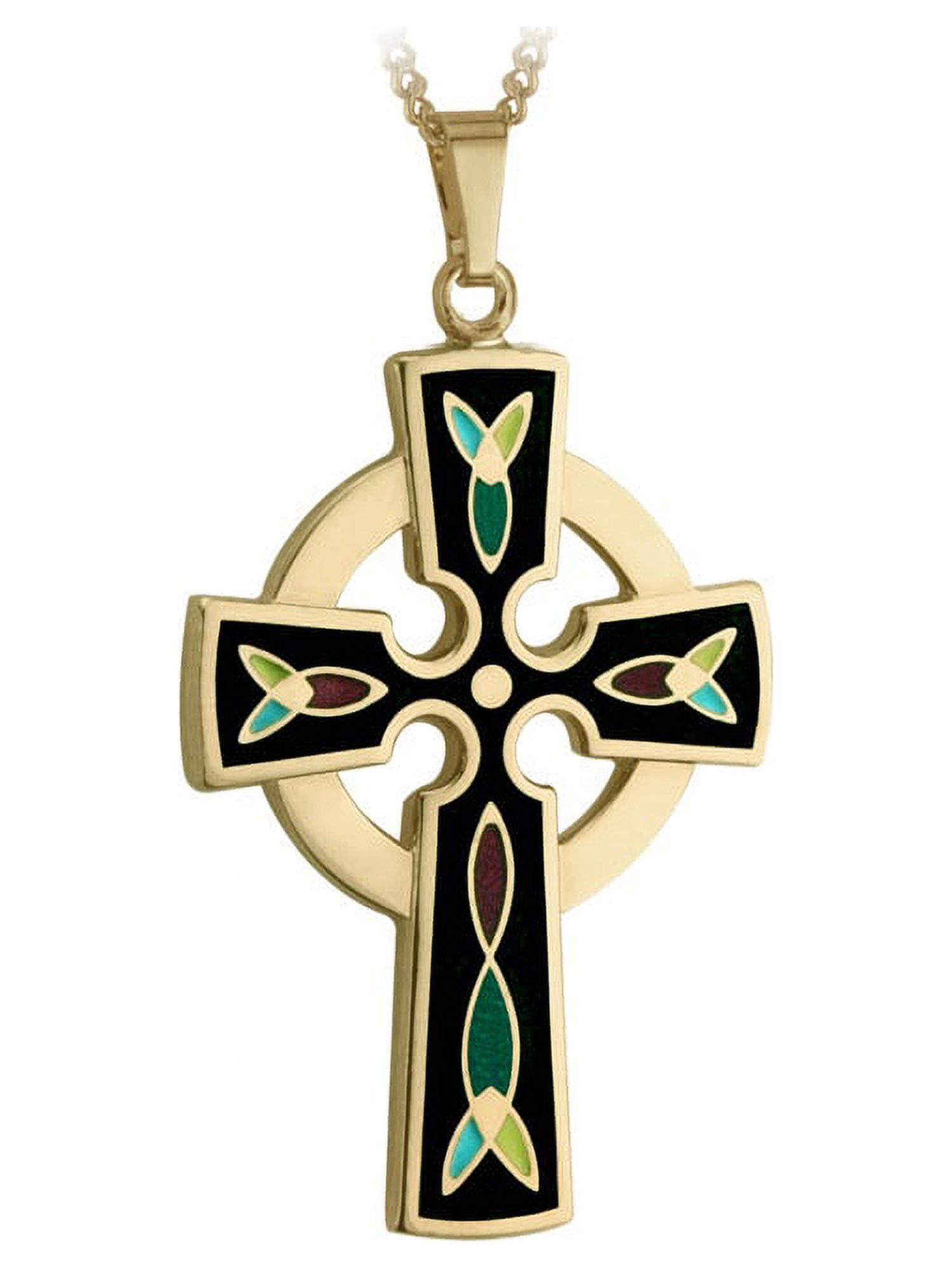 Solvar Gold Plated Celtic Cross Pendant - Black Made in Ireland ...