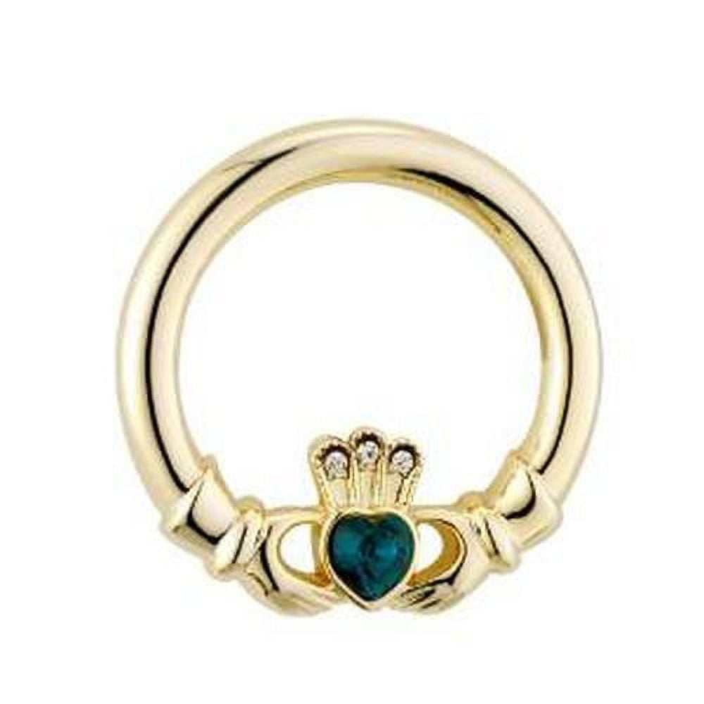 Solvar Gold Plated Green Crystal Heart Claddagh Brooch - Walmart.com