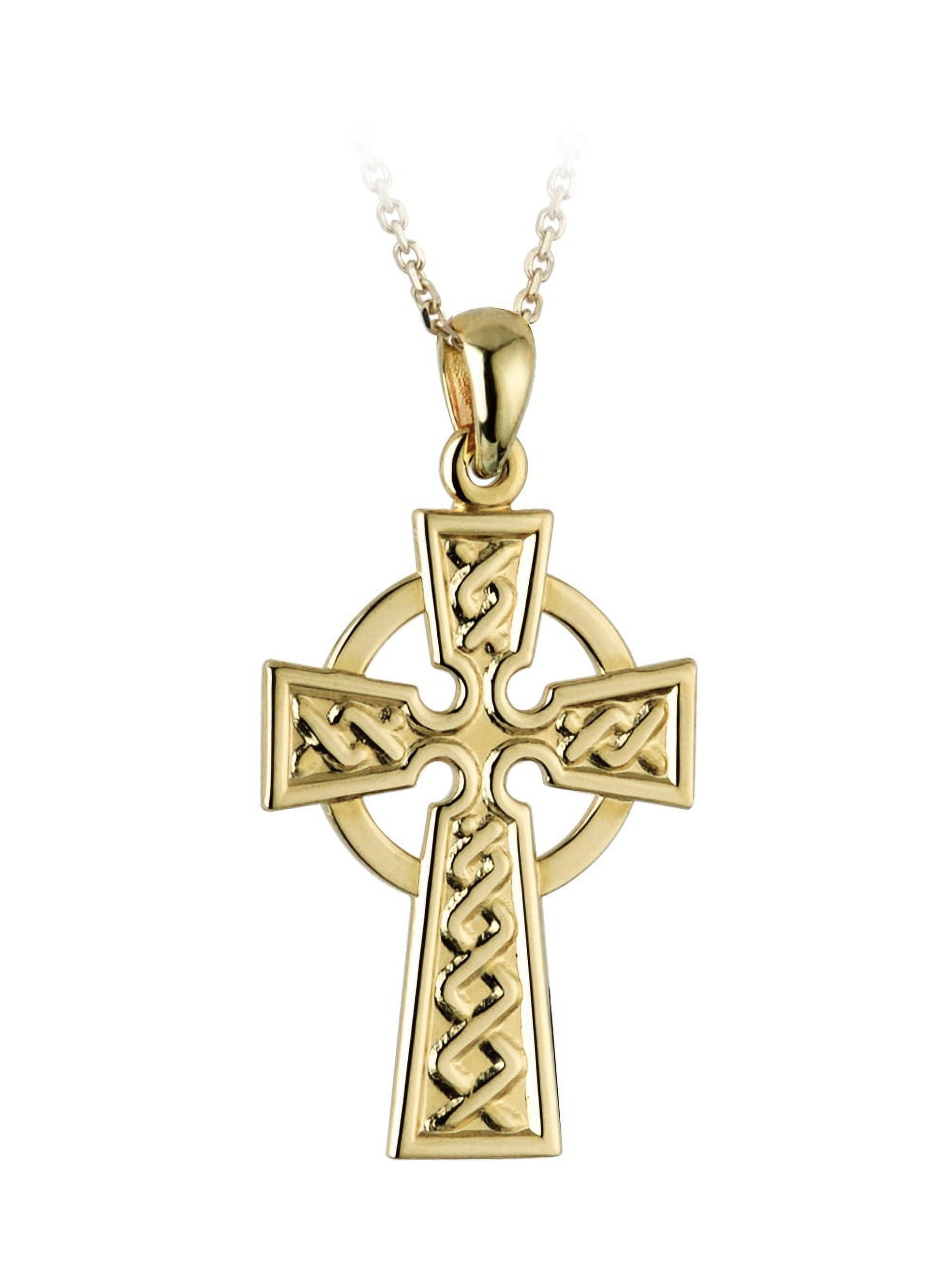 Solvar Irish Jewelry Women's Gold Plated Pendant Engraved Celtic Cross ...