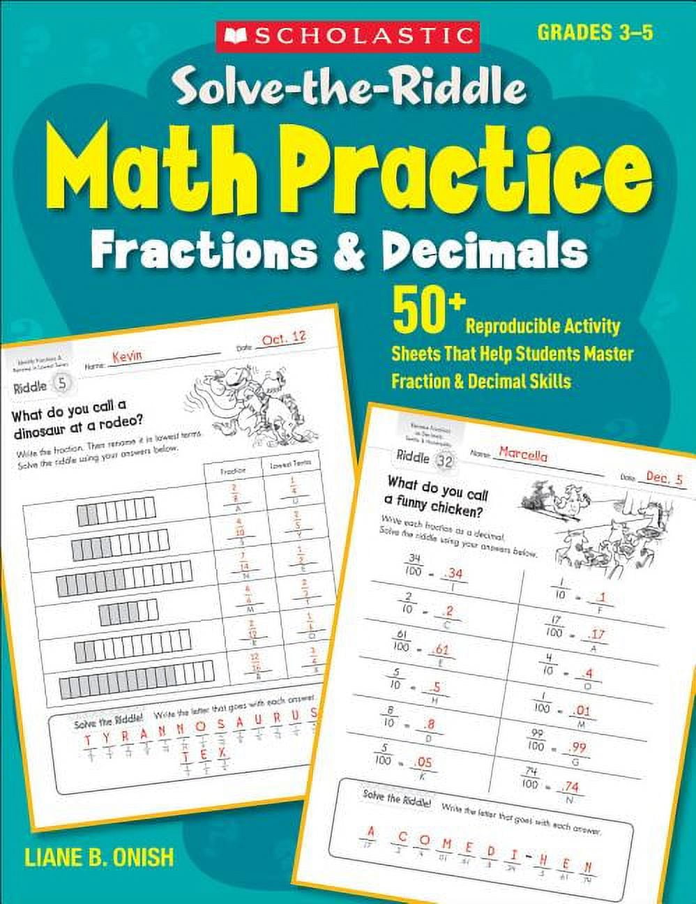 Solve-The-Riddle Math Practice: Fractions & Decimals: 50+ Reproducible ...