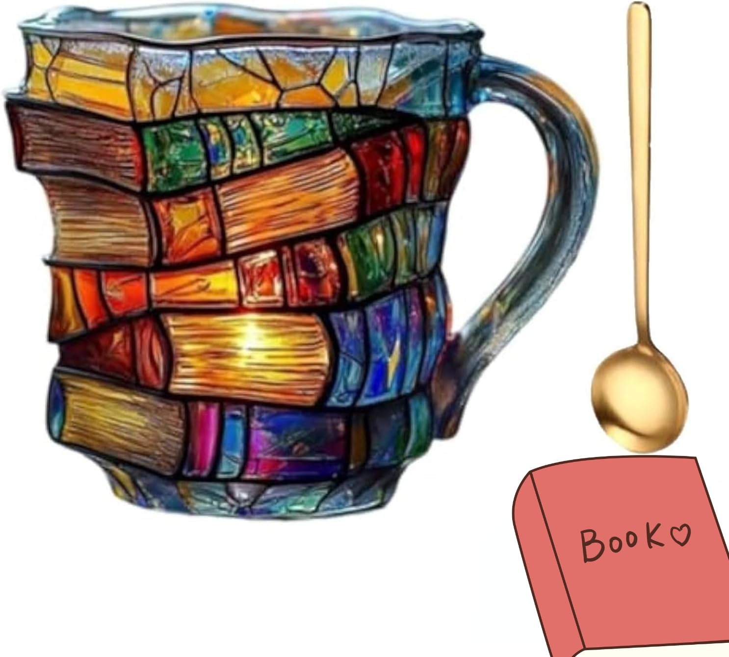 Solymall Bookhaven Mug, Painted Book Mug, Novelty 3D Painted Books Coffee Mugs, Handmade Colored ...