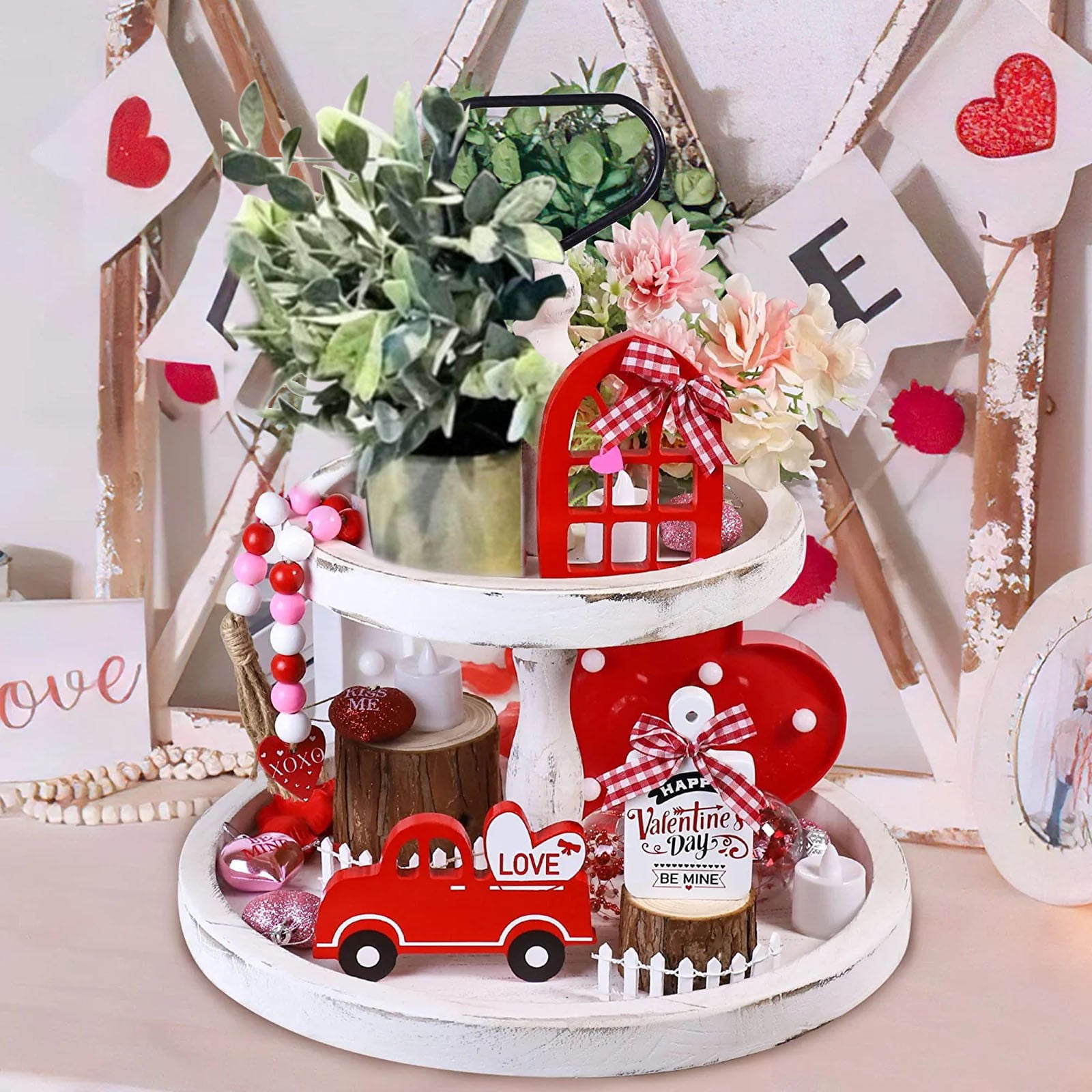 SomWiBe 1Set Valentine's Day Layered Pallet Decoration Cute Valentine's ...