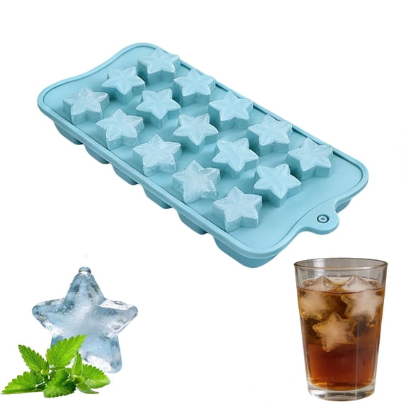 SomWiBe 3D Star Ice Cube Tray Silicone Mold, 15 Cavity Nonstick Star ...