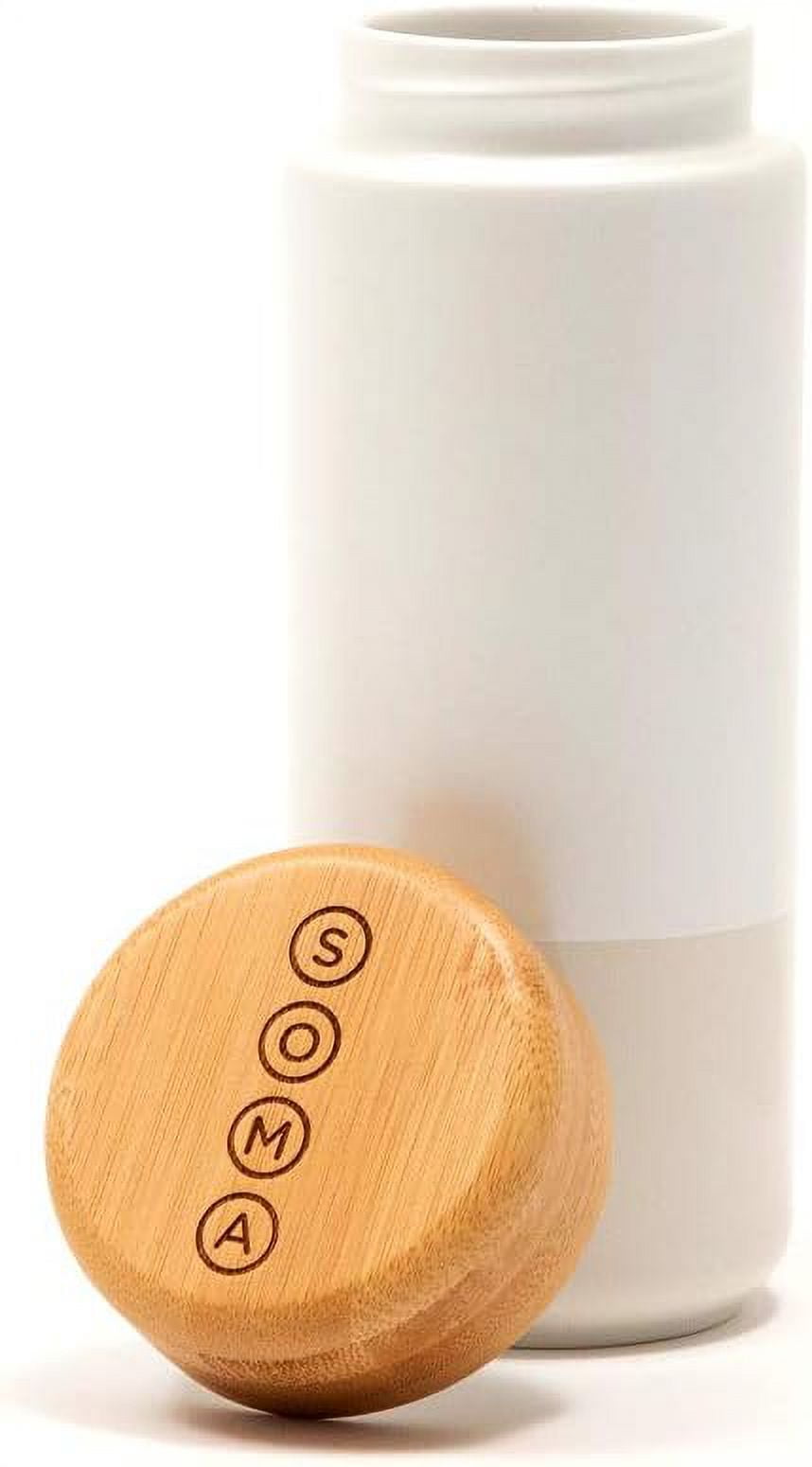 Soma Travel Cup, Insulated Ceramic Coffee Mug with Bamboo Lid, Pearl ...
