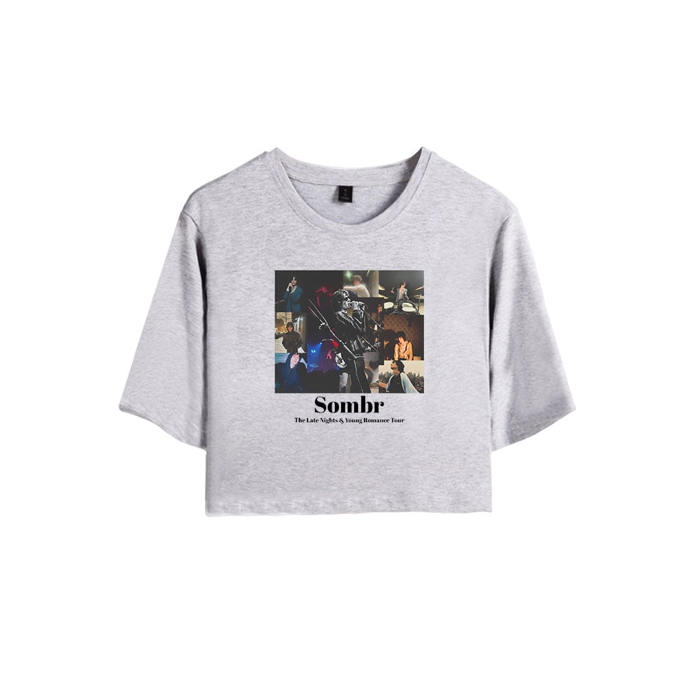 Sombr Merch The Late Nights & Young Romance Tour Crop Top Graphic T ...