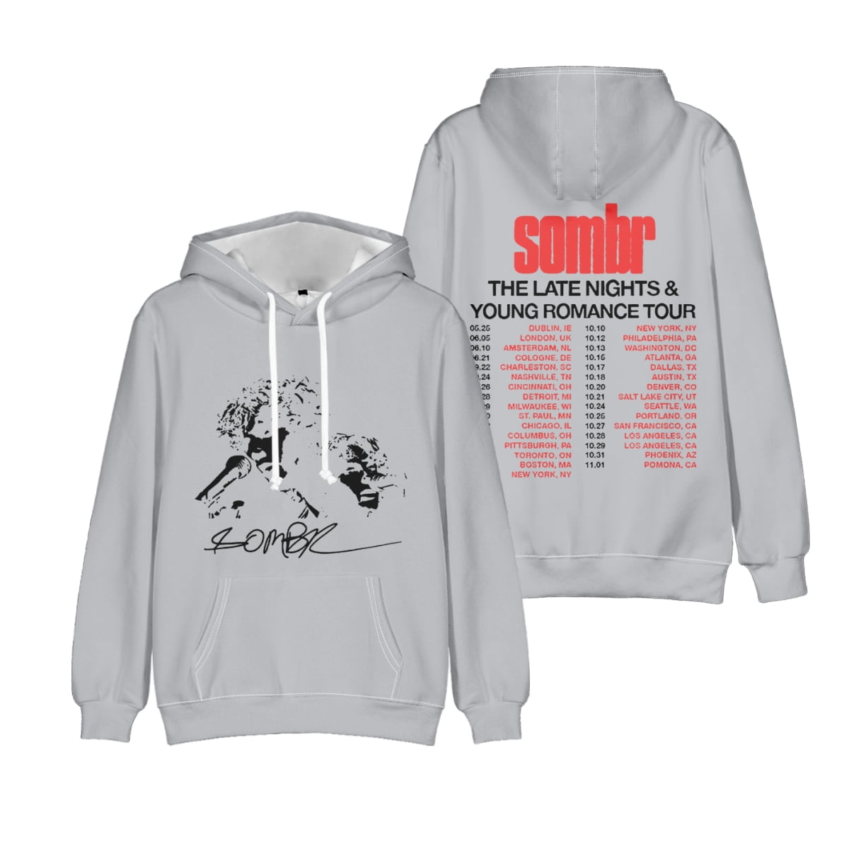 Sombr Merch The Late Nights & Young Romance Tour Hoodie Men Women Long ...