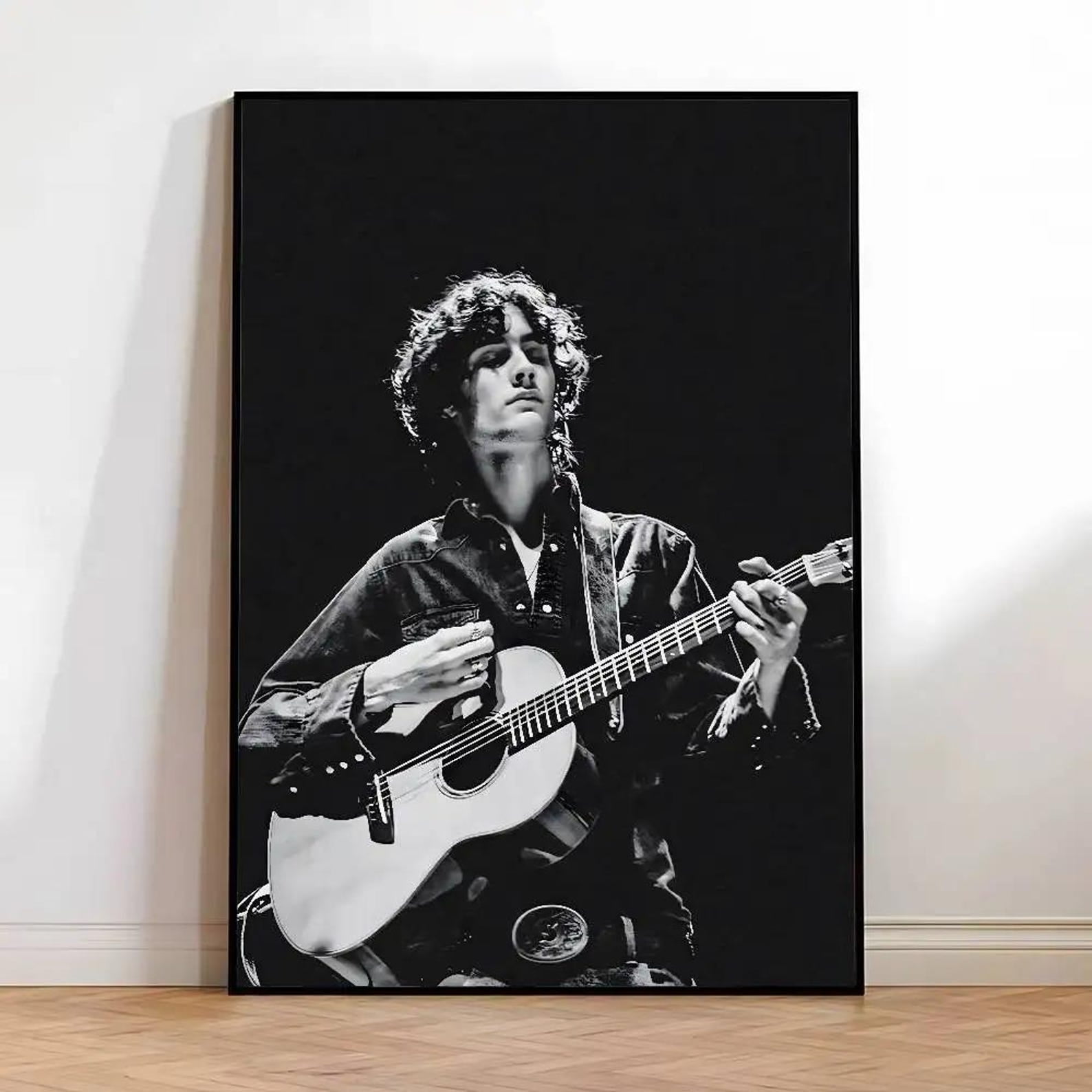 Sombr Singer Poster, Black And White Indie Guitar Performance Poster ...
