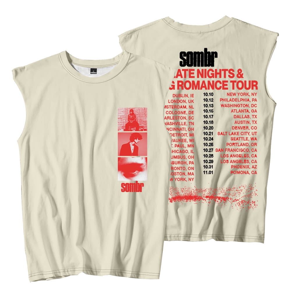 Sombr The Late Nights & Young Romance Tour Merch Sleeveless T-Shirts ...