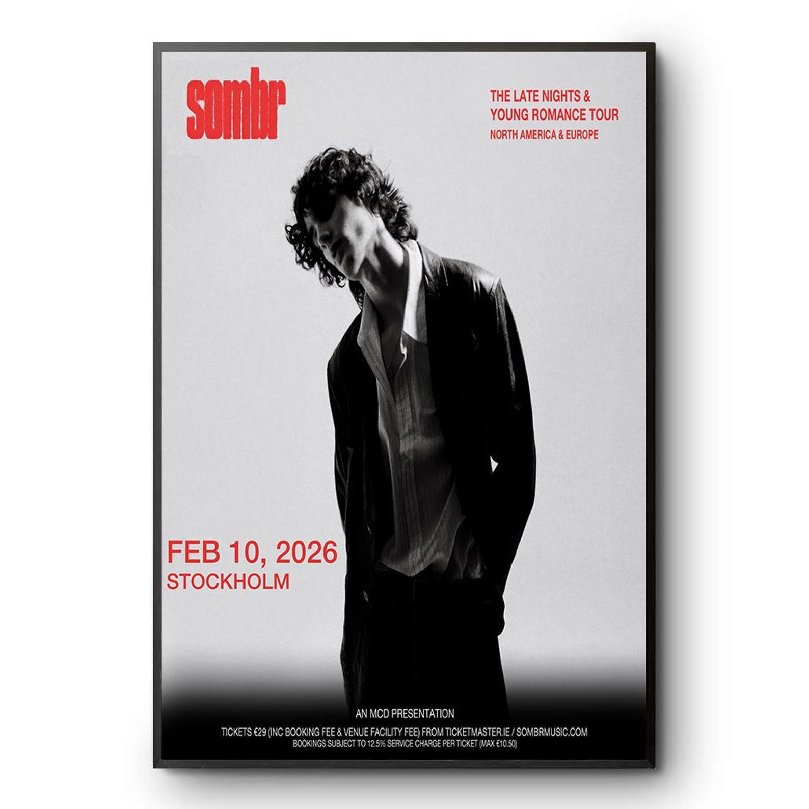 Sombr Tour 2026 Stockholm Poster, Photography Style Concert Wall Art ...