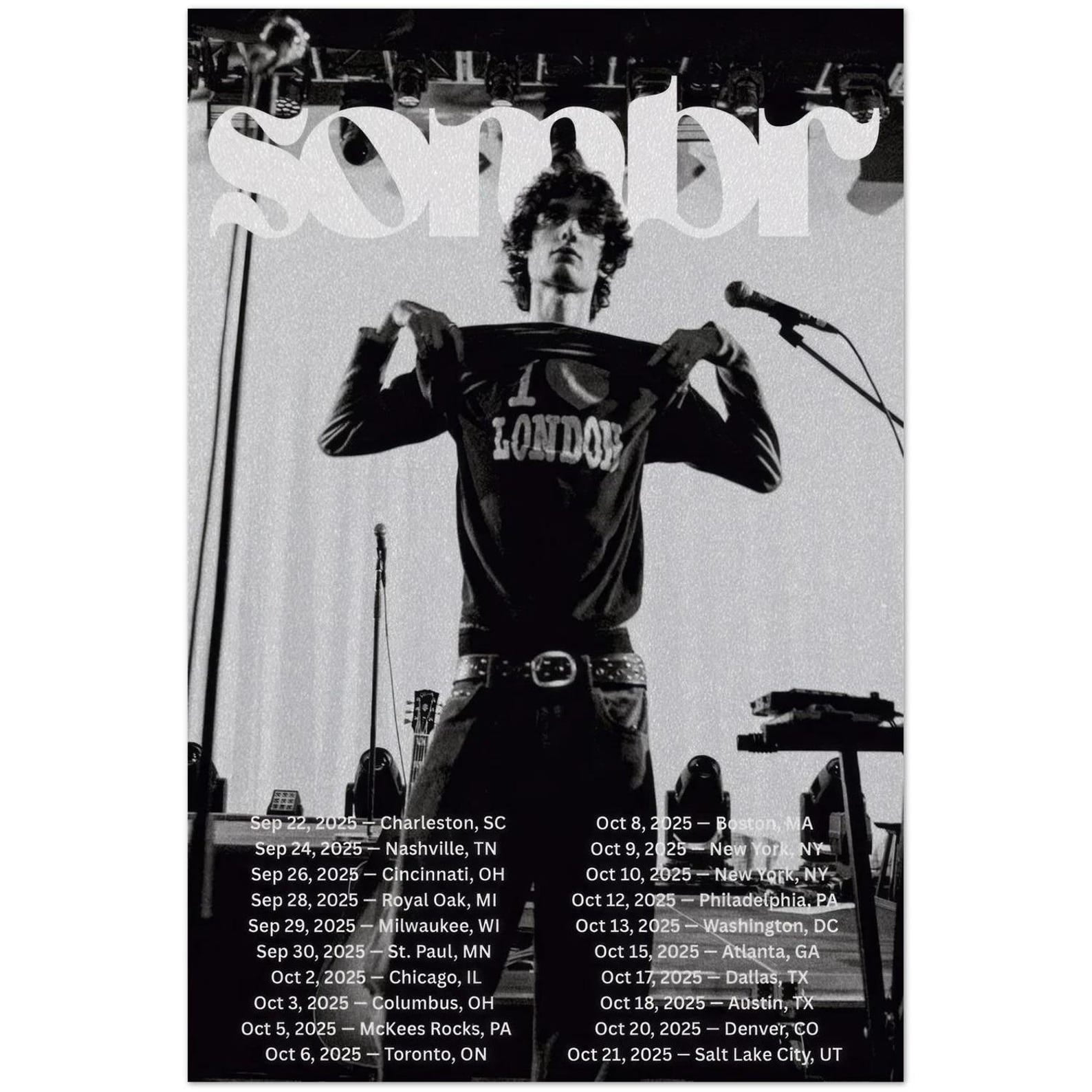 Sombr Tour Poster Salt Lake City, Vintage Live Music Wall Art, Size ...