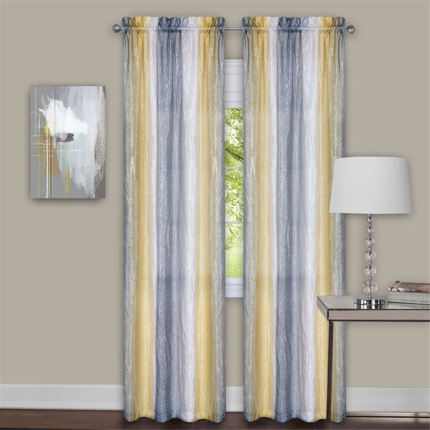 Sombre Window Curtain Panel Pair-Color:Grey/Yellow,Size:84X40 - Walmart.com
