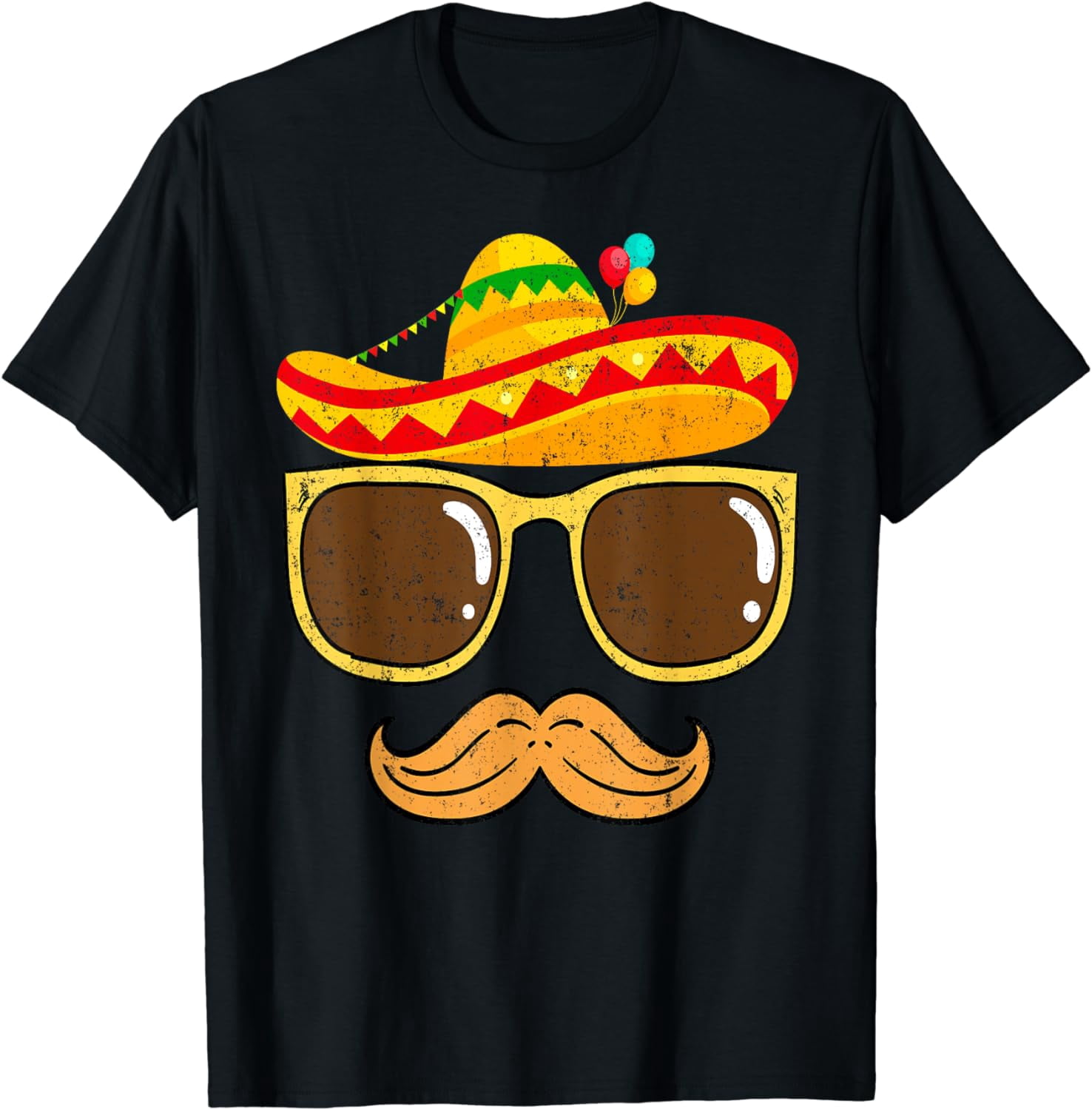 Sombrero Face Cinco De Mayo Mexican Fiesta Party Kids Boys T-Shirt ...