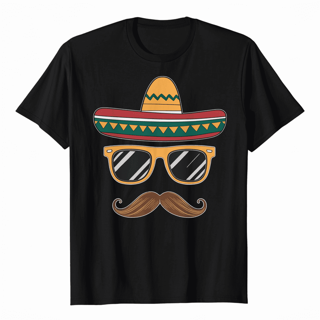 Sombrero Face Cinco De Mayo Mexican Fiesta T-Shirt For Men - Walmart.com