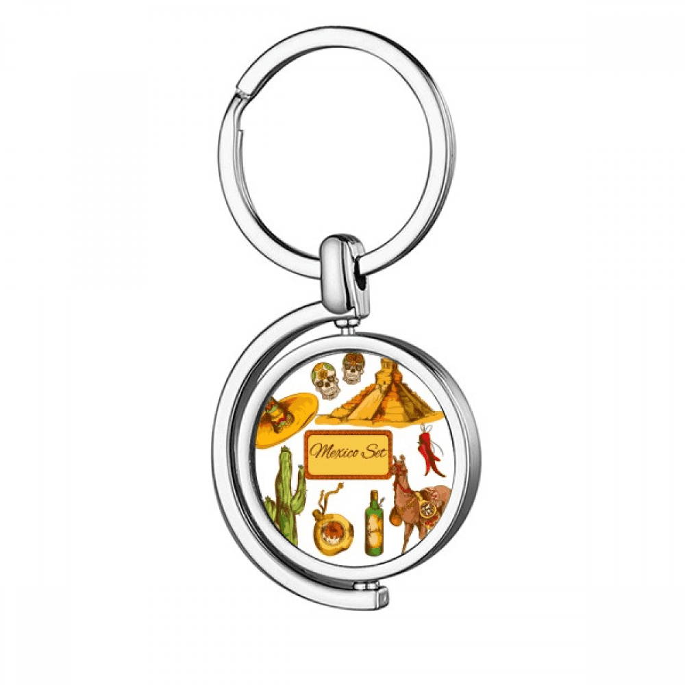 Sombrero Mexico Pyrad Desert Cactus Mexican Rotating Keychain Metal ...