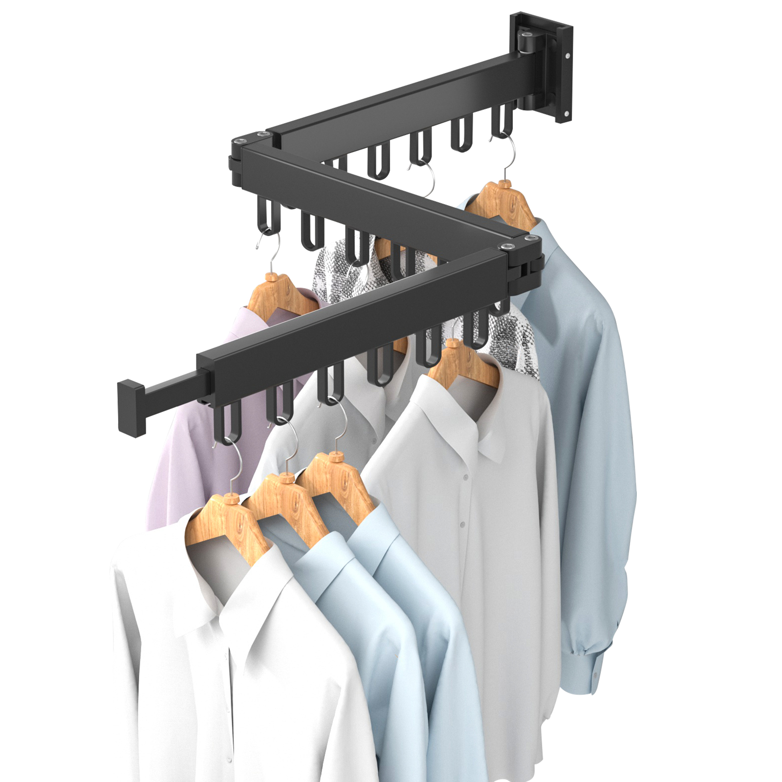 Costway Stainless Wall Mounted Expandable Clothes Drying Towel Rack ...