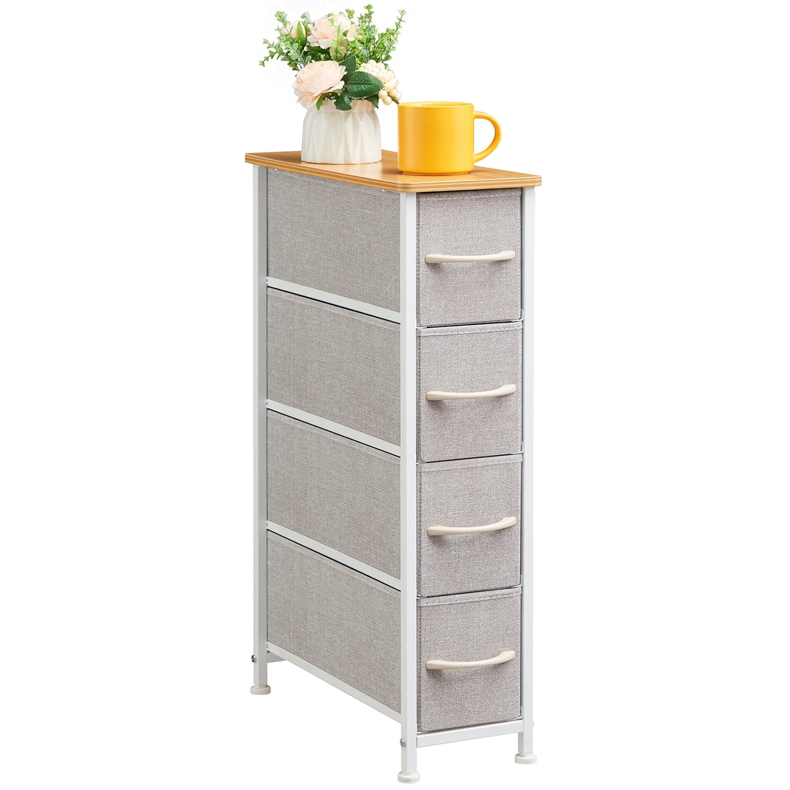 Somdot Tall Dresser with 4 Slim Drawers, Vertical Storage for Bedroom ...